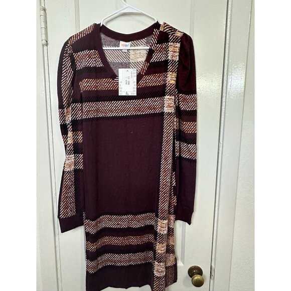 LuLaRoe | Dresses | Lularoe Ava Brown Texture Pullover Long Sleeve V ...